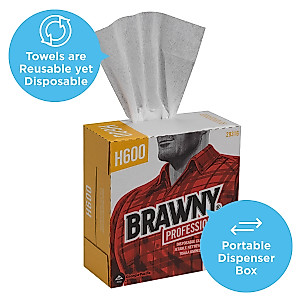 Georgia-Pacific 29316 GP PRO Brawny Professional H600 Disposable Cleaning Towel, White 10 x (Pack of 200)