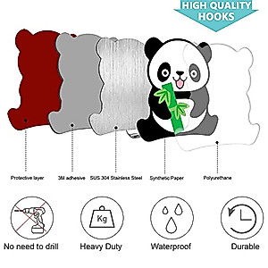 M MORCART Panda Wall Hangers Without Nails, Large Adhesive Hooks with Crystal-Like Glossy Surface, 4-Pack Heavy Duty Sticky Hooks for Hanging Keys Purse Towels Jewelry Calendar Backpack Mask