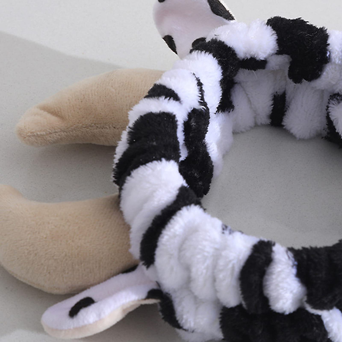 JTQXX Plush Hairhoop - Spa Headband Spotted Cow Horn Bow Shape Hair Band Women Facial Makeup Head Hoop Soft Head Wraps for Shower Washing Face