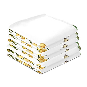 Moudou Herb Wildflowers Kitchen Dish Towel Set of 4, Soft Absorbent Hanging Fast Drying Dishcloths Tea Bar Towels, 18 x 28 Inch