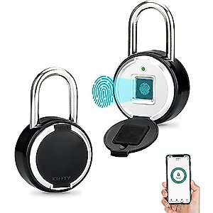 KISSTY Fingerprint Padlock, Smart Locker Lock APP Bluetooth Lock Thumbprint Gym Lock USB Rechargeable Small Waterproof Locks for Lockers