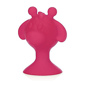 Nuby Silly Giraffe Interactive Suction Toys with Built-in Rattle, Pink/Green, 2 Count