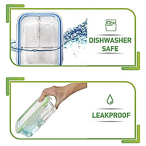 PrepNaturals glass food storage containers, meal prep container, bento box for lunch, dishwasher & microwave safe (multi-compartment)