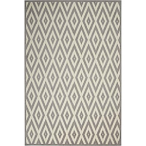 Nourison Grafix Mid-century White/Grey 5'3" x 7'3" Area -Rug, Easy -Cleaning, Non Shedding, Bed Room, Living Room, Dining Room, Kitchen (5x7)