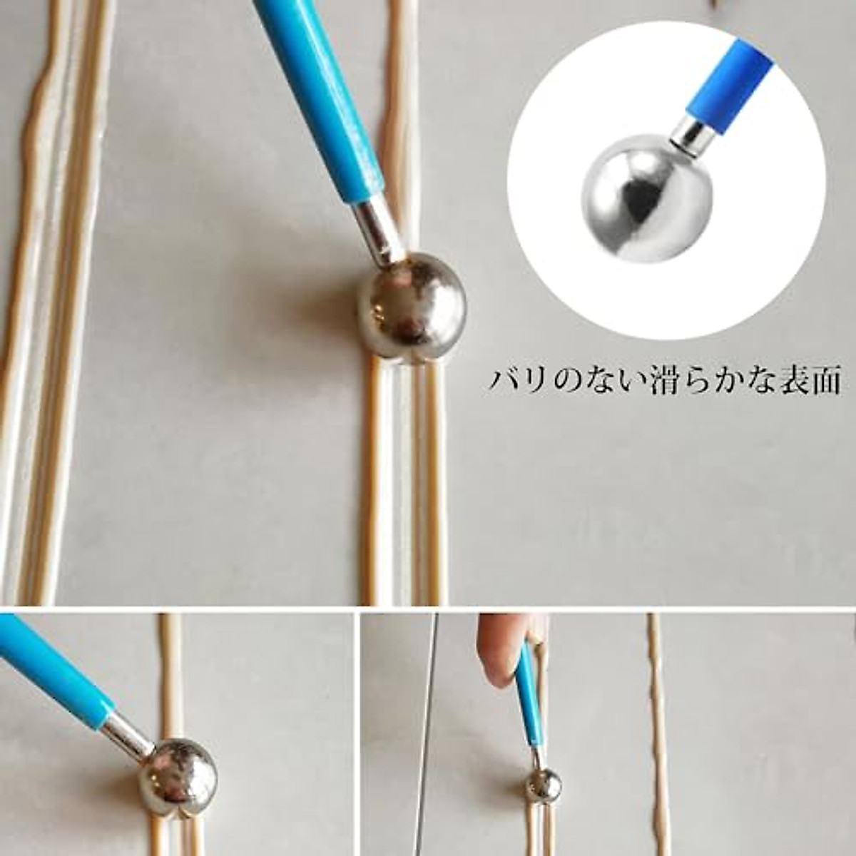 SPEEDWOX Caulking Tool Metal Ball 4 Pcs Polymer Clay Tool Kit Grout Finisher for Tile Grout Coating Sealant Finishing Fondant Cake Paper Flower Decorating Sculpture Modeling Craft DIY Tool Set