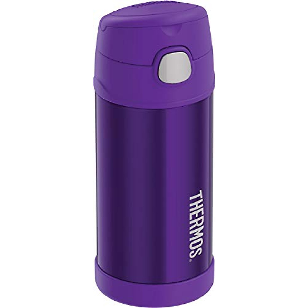 THERMOS FUNTAINER 12 Ounce Stainless Steel Vacuum Insulated Kids Straw Bottle, Violet & Thermos Replacement Straws for 12 Ounce Funtainer Bottle, Clear, one size (F401RS6)