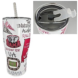 University of Alabama 30oz Stainless Steel 3D Icon Travel Mug– High Performance Double-Walled Thermos w/Convertible Lid & Straw – Insulated Decorative NCAA Beverage Tumbler – For Hot or Cold Drinks