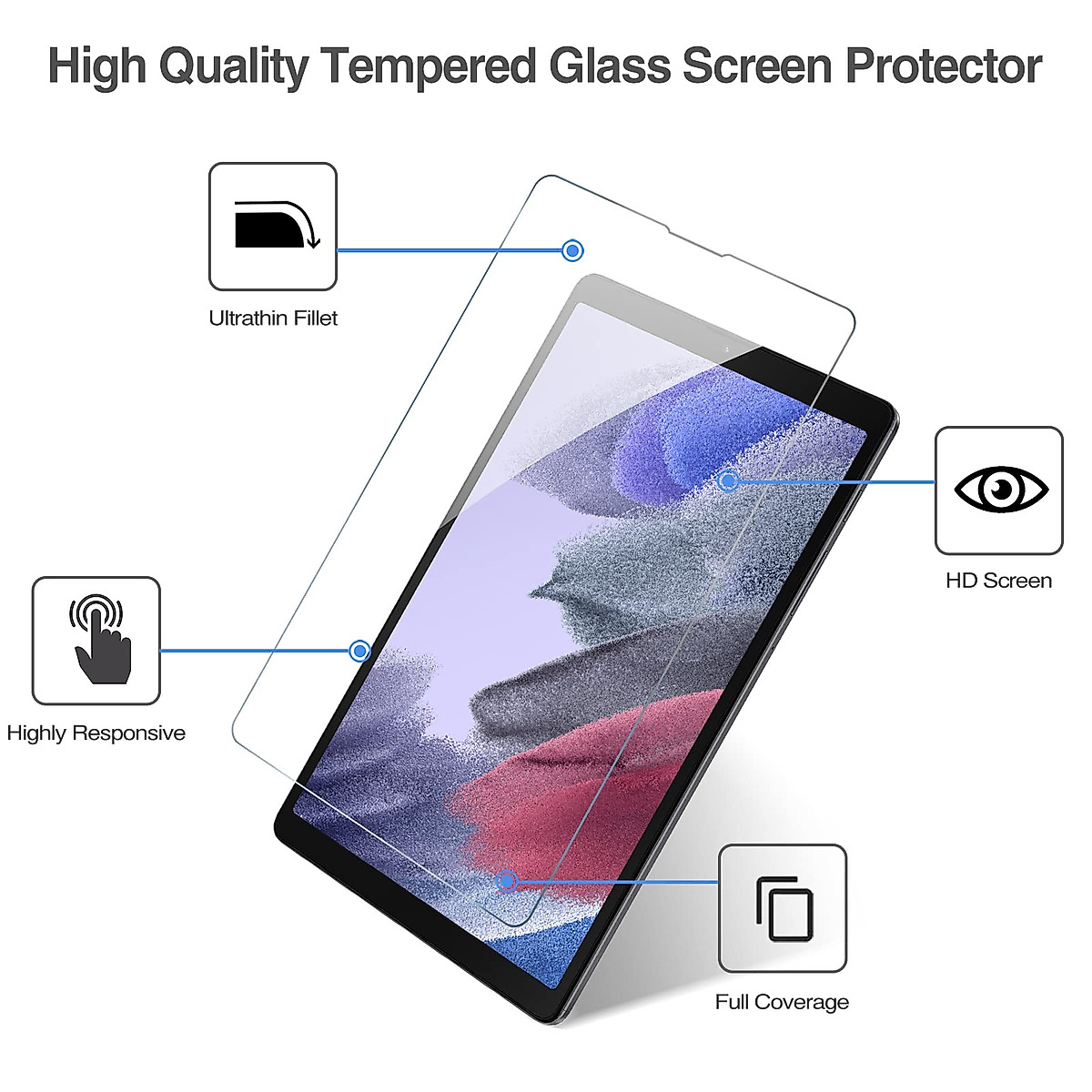 ProCase [2 Pack] Galaxy Tab A7 Lite 8.7 Inch 2021 Screen Protectors T220 T225 T227, Tempered Glass Screen Film Guard for Samsung Galaxy Tab A7 Lite 8.7" 2021 Release SM-T220 SM-T225 SM-T227