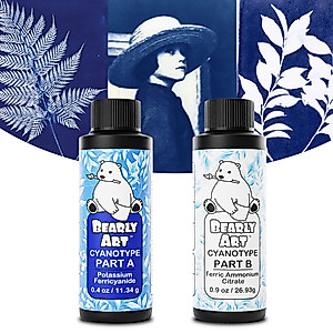 Bearly Art Cyanotype Kit - Sun - Solar Print Set for Photographic Printing on Paper and Fabric - 2 Part Sensitizer - Archival - Creates 32 8"x10" Prints on Paper and 25 on Fabric