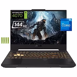 ASUS TUF F15 2023 Gaming Laptop, 15 15.6" FHD 144Hz Display, 12th Gen Intel 14-Core i7-12700H, NVIDIA GeForce RTX4070, 64GB RAM, 1TB SSD, Backlit KB, Wi-Fi 6, Thunderbolt 4, Windows 11 Home, w/Battery