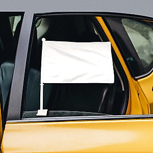 BANNER BUZZ MAKE IT VISIBLE Solid White Car Window Clip Flag Fade Resistant Vehicle for Patriotic, Sports Events, Parades - Premium - Double Side Printing (Pack of 100)