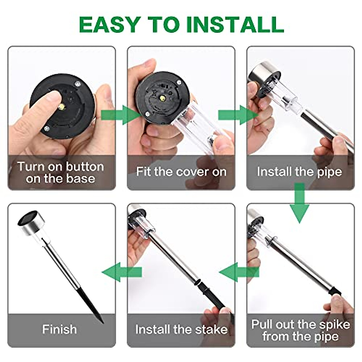 SOLPEX 12 Pack Solar Outdoor Lights Pathway, Stainless Steel Solar Lights Outdoor Waterproof,LED Landscape Lighting Solar Walkway Lights for Landscape/Patio/Lawn/Yard/Driveway-Warm White