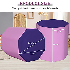 24.4" x 25.6" Gymnastics Octagon Skill Shape Tumbling Mat Octagon Gymnastics Equipment Mat Somersault Backbend Trainer Mat Lightweight PVC Mesh Octagon Gymnastics Shape for Exercise Training, Pink