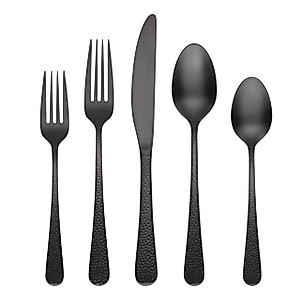 Cambridge Silversmiths Keene Black Satin 20-Piece Flatware Set, Service for 4