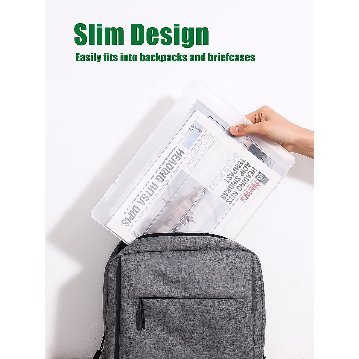 Denkee 4 Pack A4 File Portable Project Case, Plastic Storage Box for 8.5" x 11" Letter A4 Paper, Documents Magazines Paper Protector, Office School Supplies Accessories Storage Organizer Boxes (12.2 x 8.9 x 0.71 in)