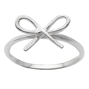 Silverly Women's 925 Sterling Silver Thin Bow Ribbon Knot Open Band Ring