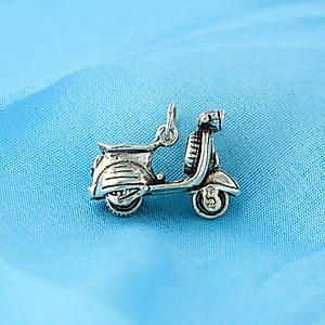 Gem Avenue 925 Sterling Silver Vespa Motor Scooter Charm Pendant for Women