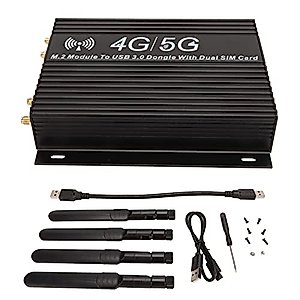NGFF M.2 to USB 3.0 Adapter Portable Network Adapter with Cooling Fan Dual SIM Card Slot High Gain Antenna for 4G 5G WWAN LTE