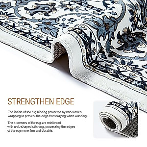 Boho Vintage Area Rug - 6x9 Large Washable Living Room Rug Ultra-Thin Non-Slip Non-Shedding Print Floor Carpet for Bedroom Home