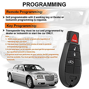 Key Fob Compatible for 2008-2010 Chrysler 300, 2008-2012 Dodge Challenger, 2008-2012 Dodge Charger, SaverRemotes 4 Button Remote Control Replacement for M3N5WY783X IYZ-C01C
