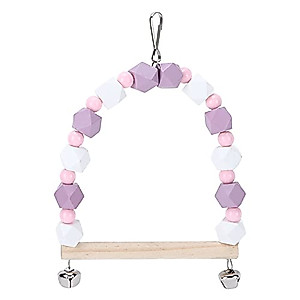 GLOGLOW Bird Swings, Multi Color Wooden Bird Swings with Bells Parrot Perch Swing Hanging Toys Cage Decoration for Small Medium Parakeets Budgie Bird