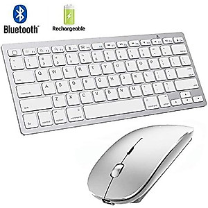 Bluetooth Keyboard and Mouse for iPad and iPhone Bluetooth Keyboard Compatible with iPad/iPad Pro/iPad Air/iPad Mini and Other Bluetooth Enabled Devices (iPadOS 13 / iOS 13 and Above) (Silver)