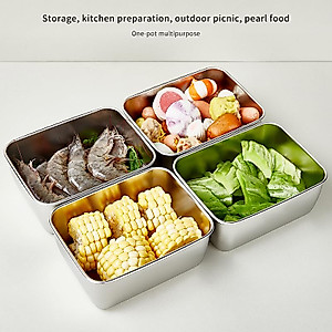 GIUOIDUO 10PC-LStainless Steel fresh- keeping container with cover refrigerator refrigerating container packing box garnish box outdoor picnic boxFood Storage