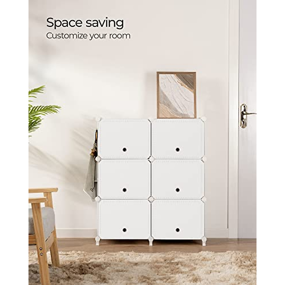 DINMO Shoe Rack, 6 Tier Shoe Storage Cabinet, 24 Pair Plastic Shoe Organizer for Closet Hallway Bedroom Entryway, White