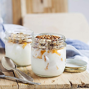 FRUITEAM 8 oz Wide Mouth Mason Jars with Lids -Set of 8, Transparent Clear Glass Canning Jar Ideal for Jams, Jellies, Conserves, Preserves, Fruit Syrups, Chutneys, and more Pizza Sauce