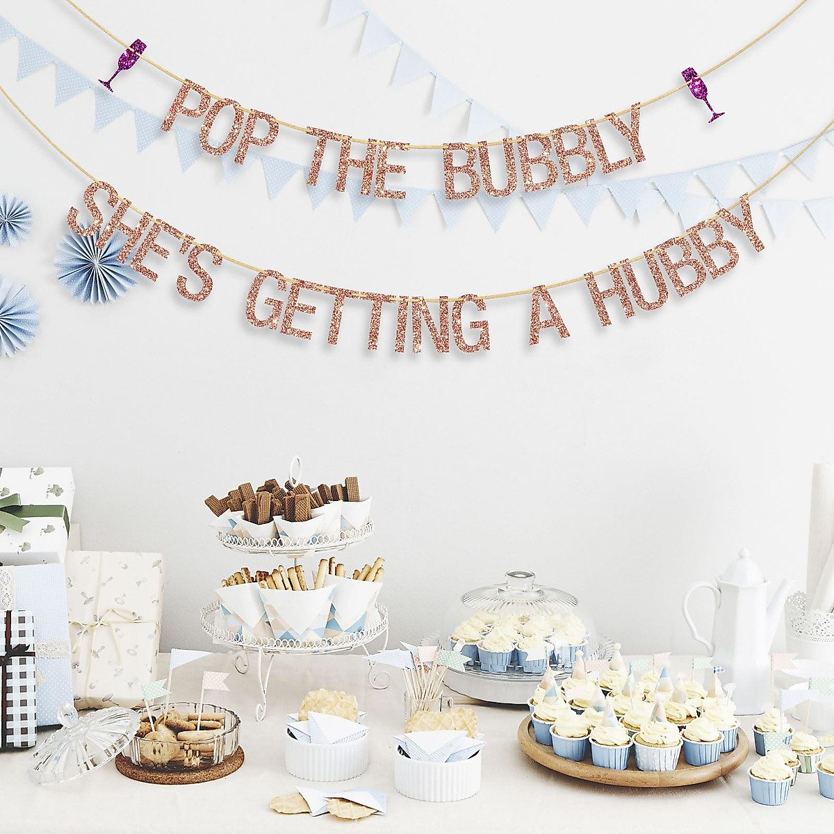 Ambishi Pop The Bubbly She's Getting A Hubby Banner, Bachelorette/Bridal Party Banner, Bachelorette Party Decorations