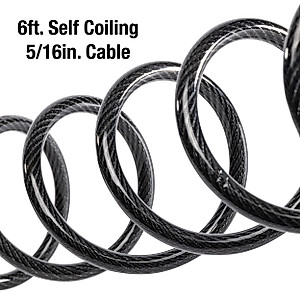 Master Lock Black Set Your Own Combination Bike Lock, Metal Cable Lock has a Weather Resistant Vinyl Coating for Outdoor Equipment, Bicycles, 6 Feet Long, 8114D