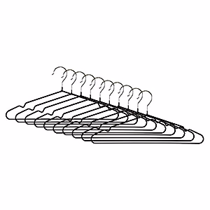 Home Basics Chrome Hangers, PVC Coated, Non-Slip Garment Dress Shirt Coat Hanger for Closet Organizer with Notches, (Pack of 10), Black
