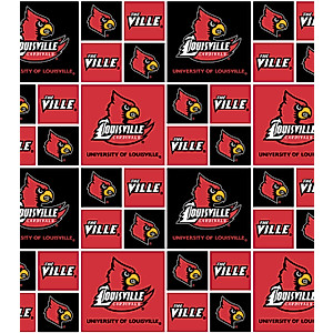 University of Louisville Cardinals Cotton Fabric, Red & Black - Sold By the Yard