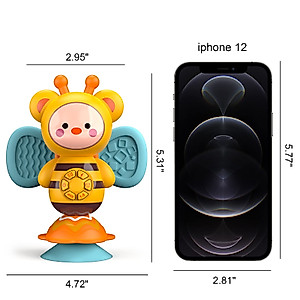 Tinabless Suction Cup High Chair Toy, Baby Musical Toy Yellow Bee Toy with Music and LED Lights, Infant Light Up Toys, Developmental Tray Toy, Newborn Gifts for Ages 6 Months and Up Boys Girls