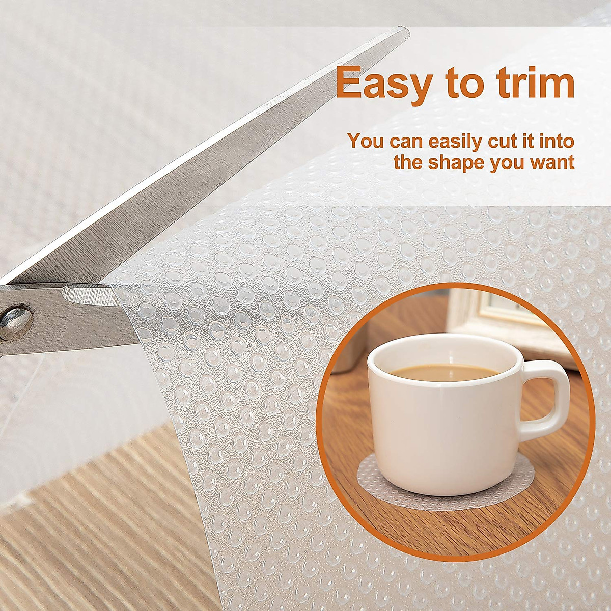 SinhRinh Shelf Liner, Non-Adhesive Drawer Liner, Double Sided Non-Slip Cabinet Liner 12IN x 10FT Cuttable and Washable for Kitchen, Shoe Rack and Refrigerator - Clear