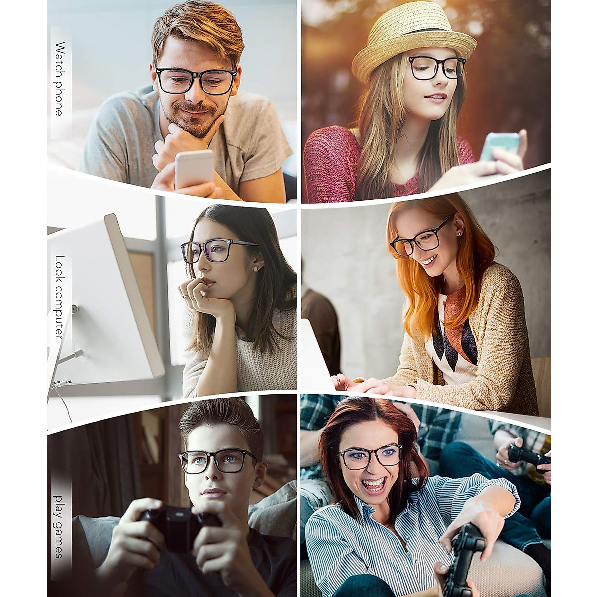 MEETSUN Blue Light Blocking Glasses, Anti Eye Strain Headache (Sleep Better),Computer Reading Glasses UV400 Transparent Lens (2 Pack Black +Leopard lens, 53)