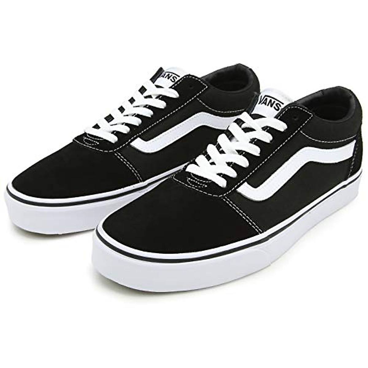 Vans Men's Ward Sneaker, Black Suede Canvas Black White C24, 14