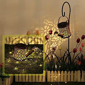 Outdoor Solar Lights Garden Decor - Meteor Light Outdoor Garden Decoration Lights Solar Powered Patio Decor Waterproof Pathway Landscape Lights Art Watering Pot Star Shower Solar Lights