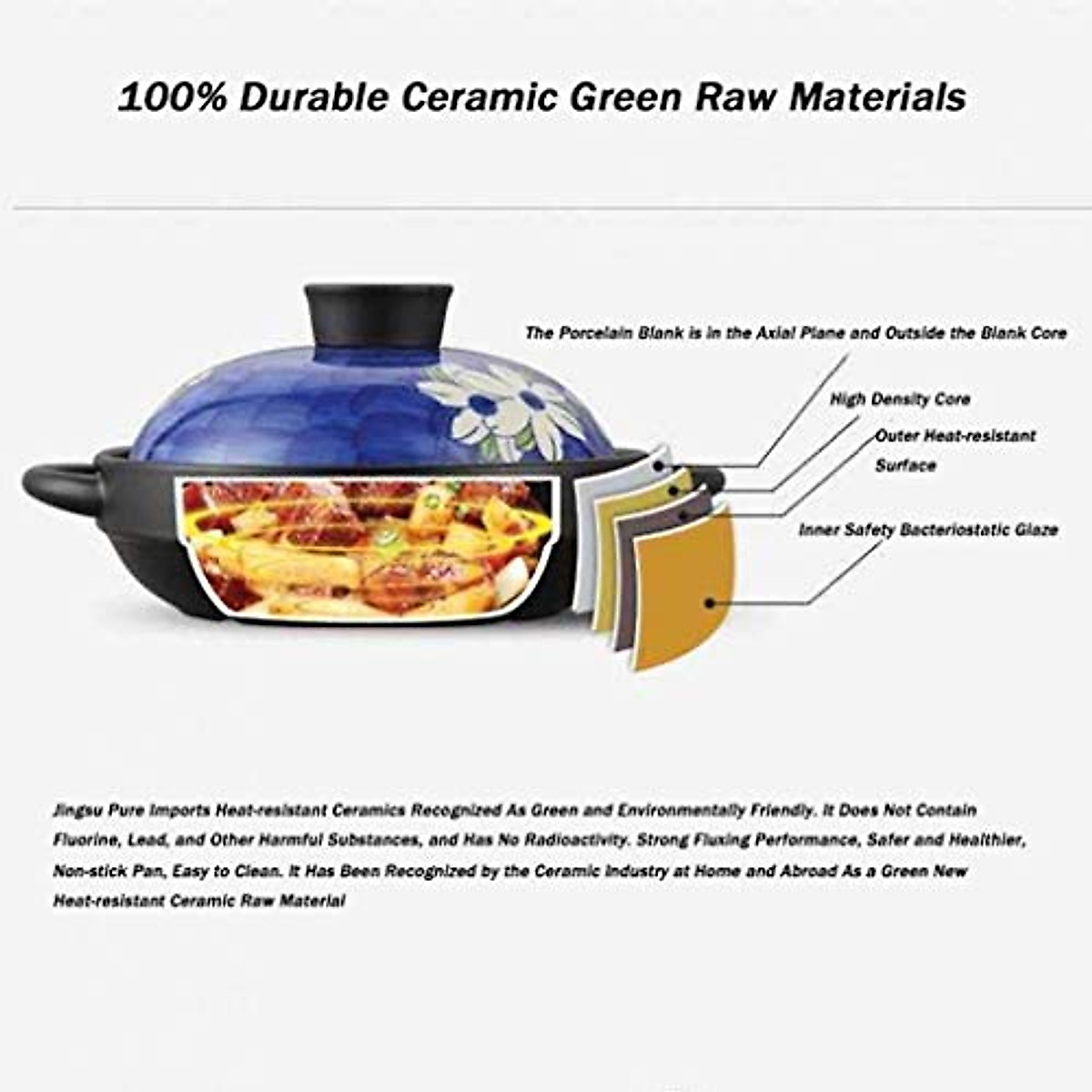 MYYINGBIN 27.5cm Moroccan Tagine Pot Ceramic Casserole Slow Cooker High Temperature Resistance Stewpot Suitable for Oven Gas Stove Microwave Oven Electric Ceramic Stove
