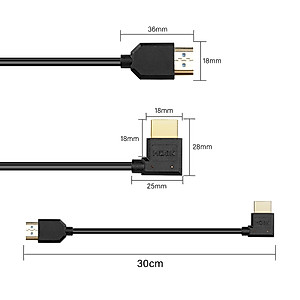 PNGKNYOCN 8K HDMI 2.1 Short Cable,90 Degree Right Angle 1FT/0.3M Ultra High Speed 48Gbps HDMI Male to Male Cable Support 8K@60Hz,Dynamic HDR,HDCP 2.2&2.3, eARC (R)