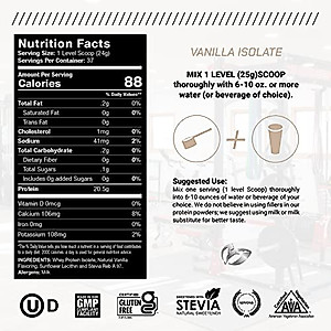 Muscle Feast Grass-Fed Whey Isolate Protein_Supplement_Powder, All Natural Hormone Free Pasture Raised, Vanilla, (37 Servings), 2lb