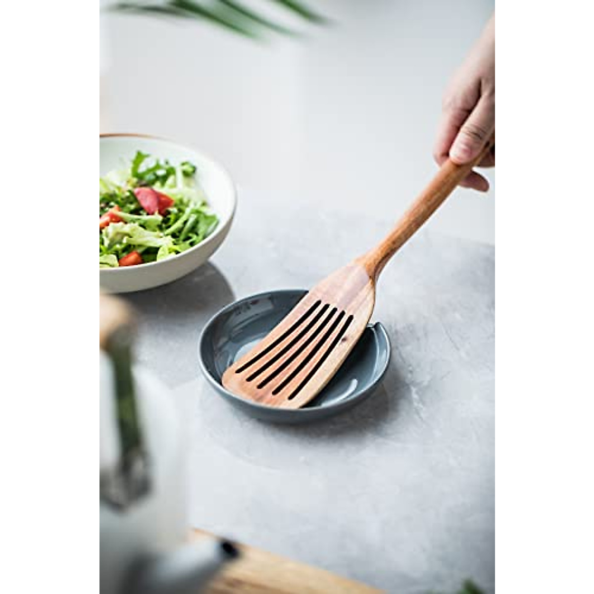 Porcelain Spoon Rest with Drip Tray for Multiple Utensils, Cooking&Large Stove Spoon Holder