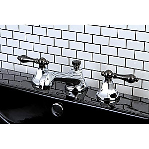 Kingston Brass NS4463AL Water Onyx Widespread Bathroom Faucet, Polished Chrome/Black Stainless Steel