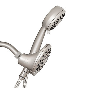 Waterpik One-Touch Dual 2-in-1 Shower System With Rain Shower Head and 7-Mode Hand Held Shower Head, Brushed Nickel XPB-139E-769ME