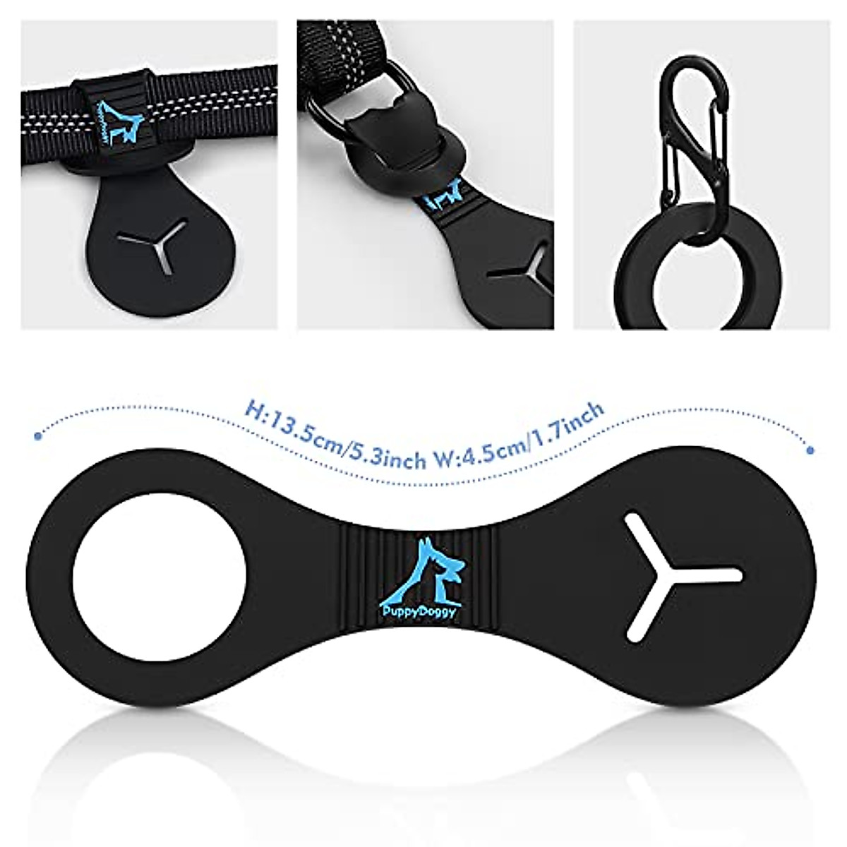 PuppyDoggy Dog Poop Bag Holder for Leash Waste Bag Carrier Dog Poop Bag Dispenser for Walking Running Bicycle Accessory 2 pieces (Black)