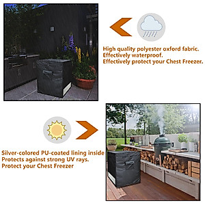 YANGSHILEI Chest Freezer Cover Deep Freezer Covers for Outside 5.0 Cubic Feet Freezer，Top with Zipper to Open Waterproof and UV protection Extend their Service Life (28"W×23"D×34"H)