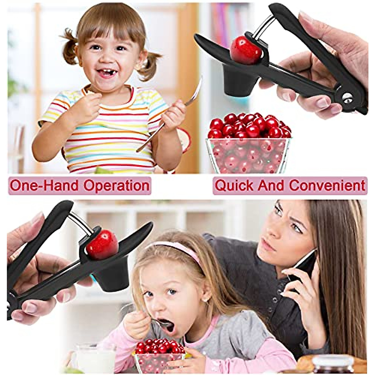 Cherry Pitter,Cherry Seed Remover Olives Pitter Tool, Cherries Corer Pitter Tool with Space-Saving Lock Design,Multi-Function Fruit Pit Remover for Making Cherry Jam ( Stainless Steel / Heavy-Duty)