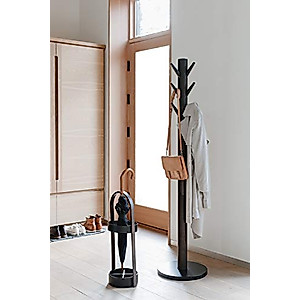 Umbra Flapper Coat Rack, Clothing Hanger, Umbrella Holder, and Hat Organizer, for Entryway, W400×D400×H1650mm, Walnut