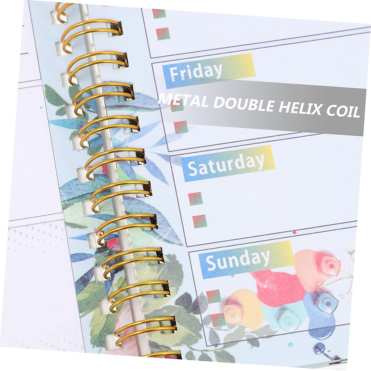 English Manual Academic Students Pocket Planner Wire Schedules Organizer - Paper Productivity Plan Flower Bound Memo Small Type Note Notebook Office Calendar
