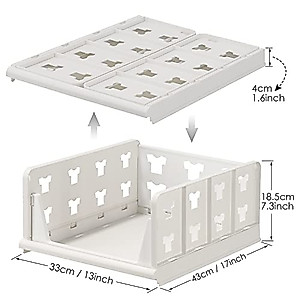 Pitmoly Set of 4 Folding Wardrobe Storage Box, Plastic Stackable Closet Organizer, Foldable Clothes Container Bin Shelf, Suitable for Bedroom, Bathroom, Kitchen, Laundry room (White)